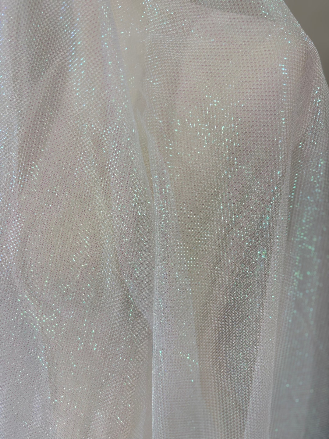Metallic Tulle—white A/B Knit Fabric by the Yard - Etsy