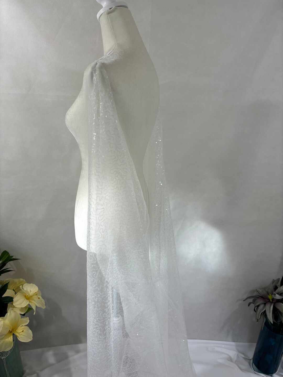 Sparkling Sequin Wedding Cape Veil / Glittering Tulle Bridal Cape ...