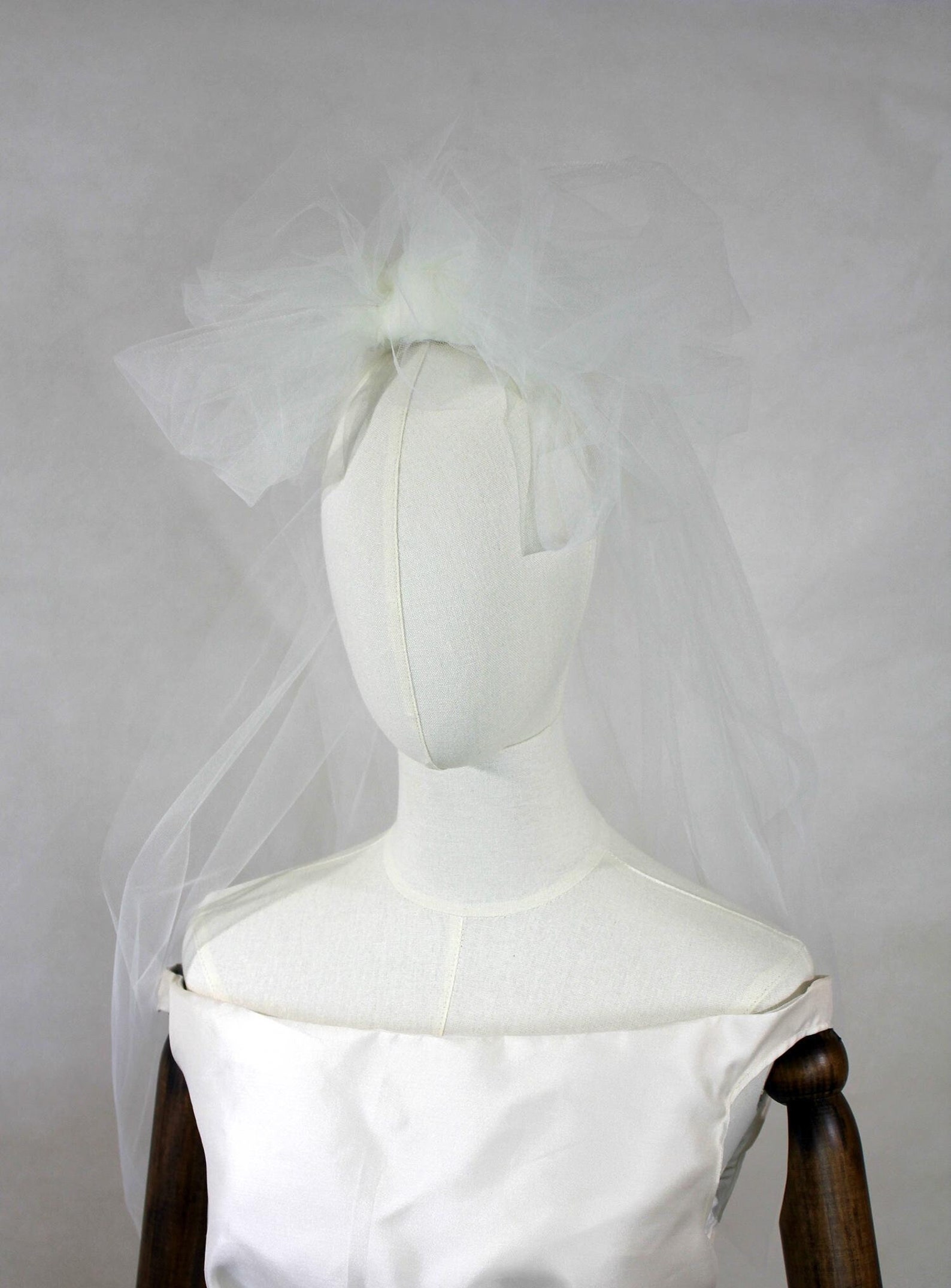 Tulle Bow Wedding Veil/ Poof Bridal Veil Bow / 2 Layer Veil / for ...