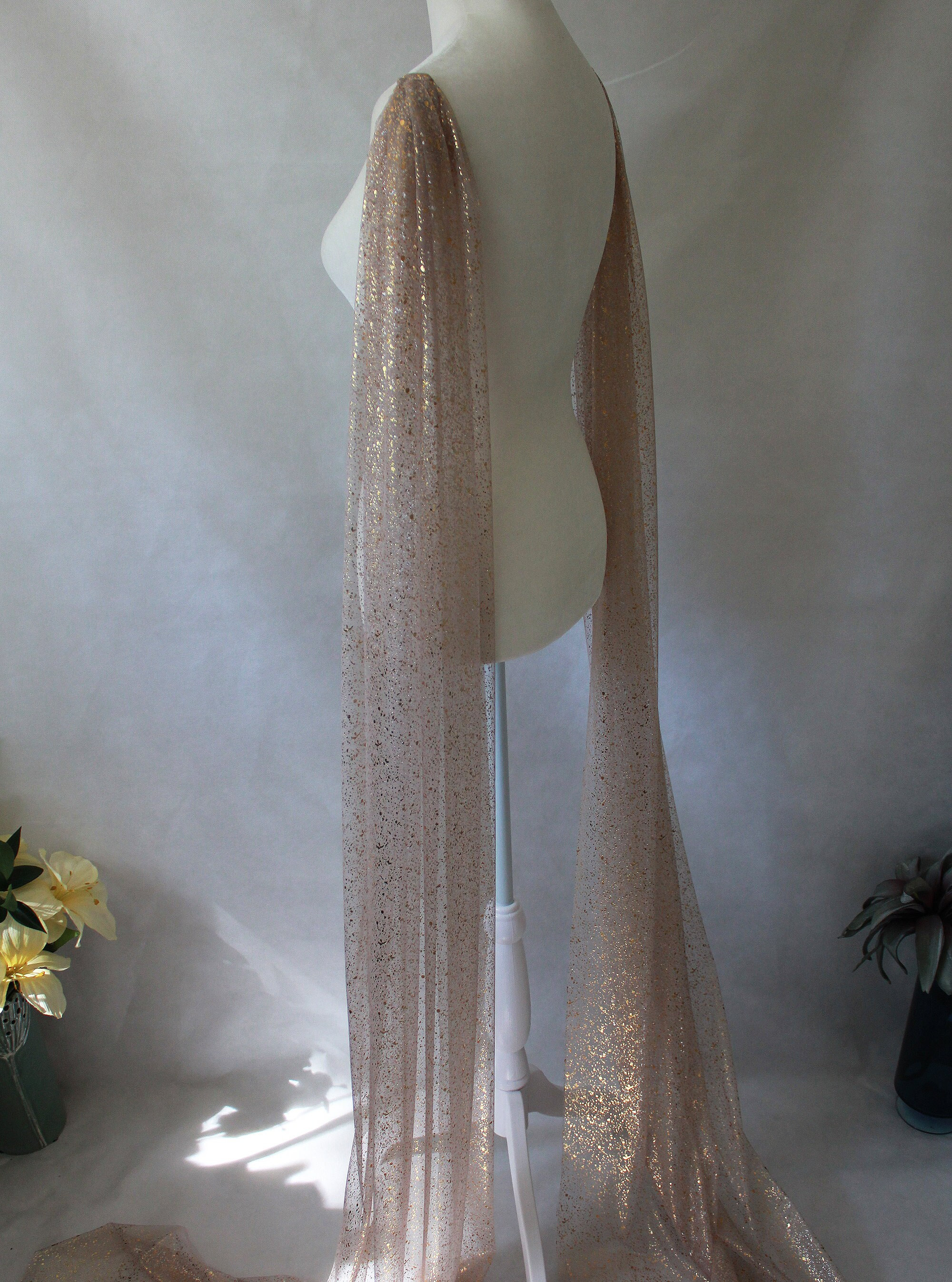 Sparkling Gold Silver Wedding Wings Veil / Soft Gold Foil - Etsy