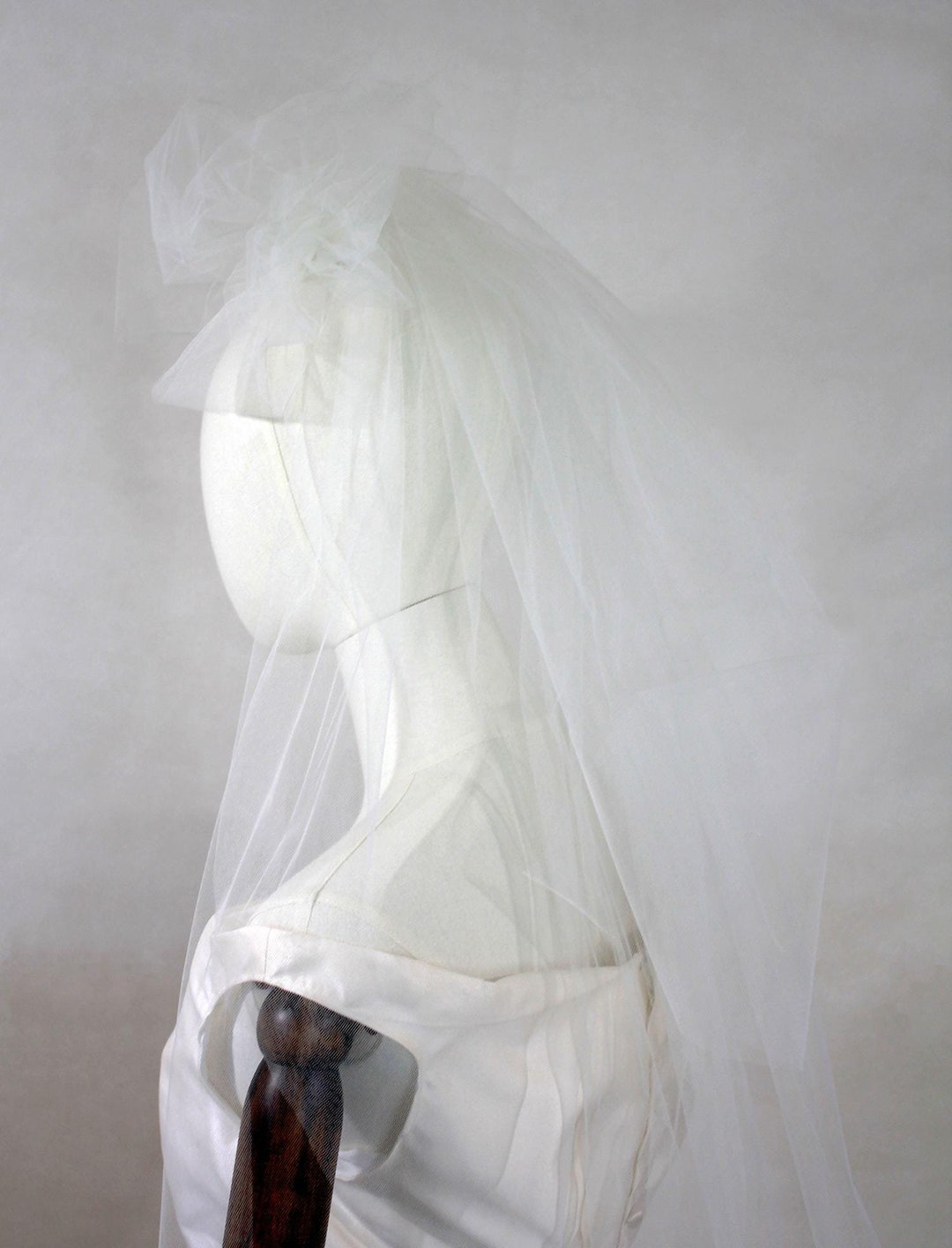 Tulle Bow Wedding Veil/ Poof Bridal Veil Bow / 2 Layer Veil / for ...