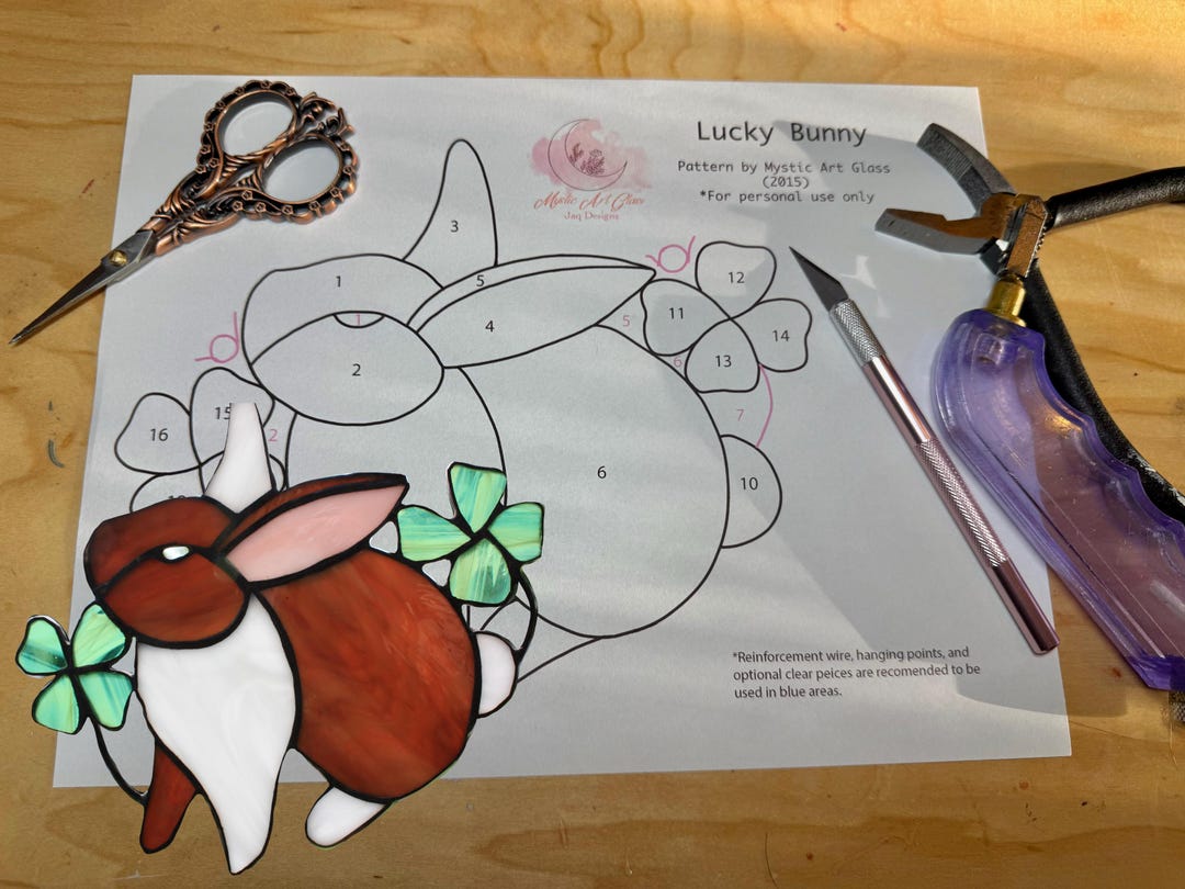 Easter Clover Bunny Rabbit Stained Glass Pattern, Stained Glass ...