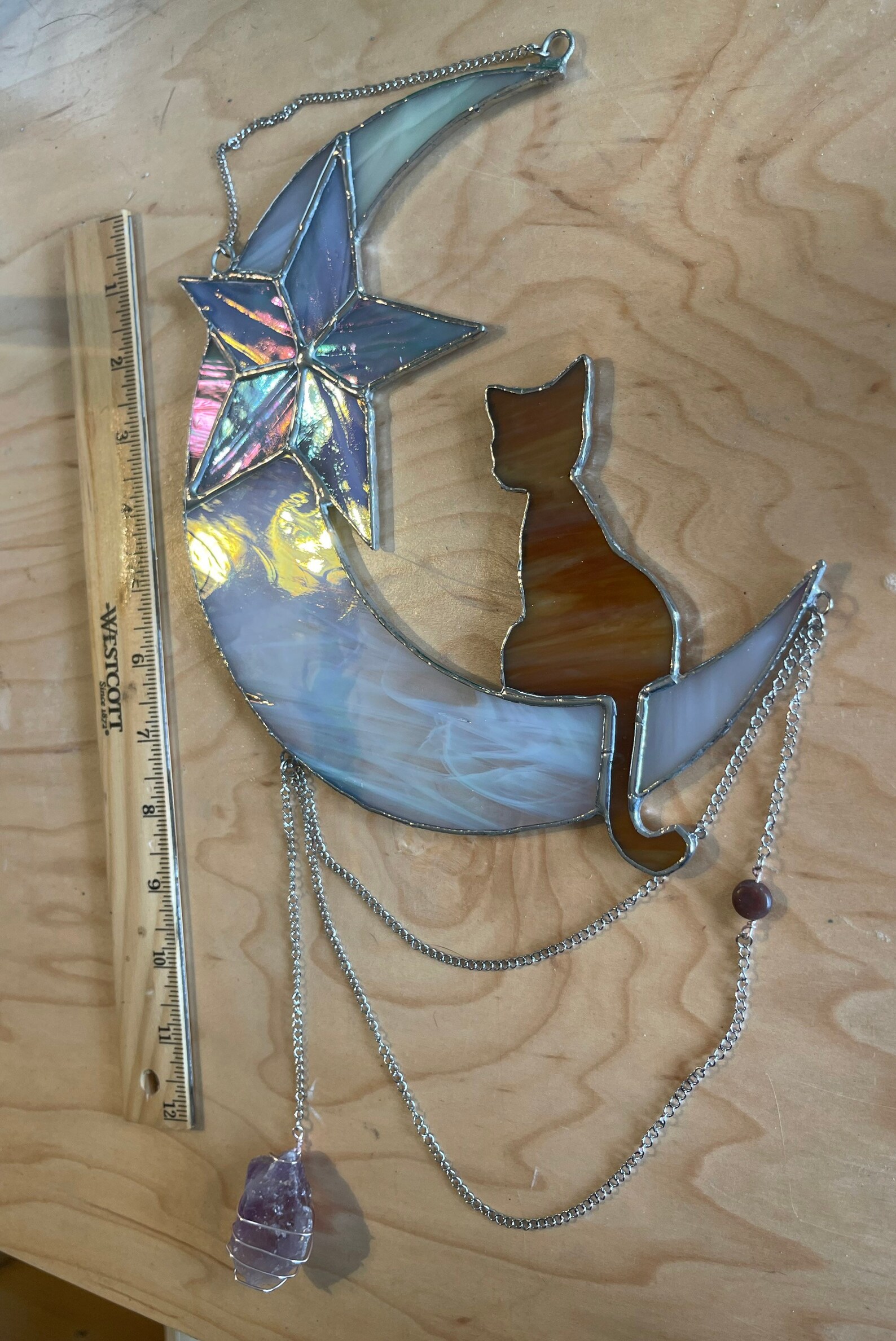 Cat on Moon-stained Glass-window Art-fantasy-romantic-sun Catcher ...