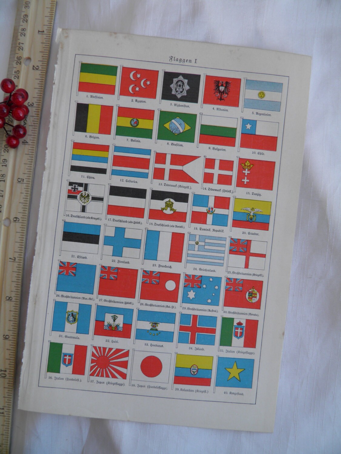 1925 Flags of the World German Text Lithograph 2 Sided - Etsy