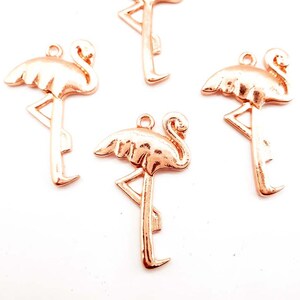 4 Rose Gold Plated Flamingo Bird Charms 21-30-3 - Etsy