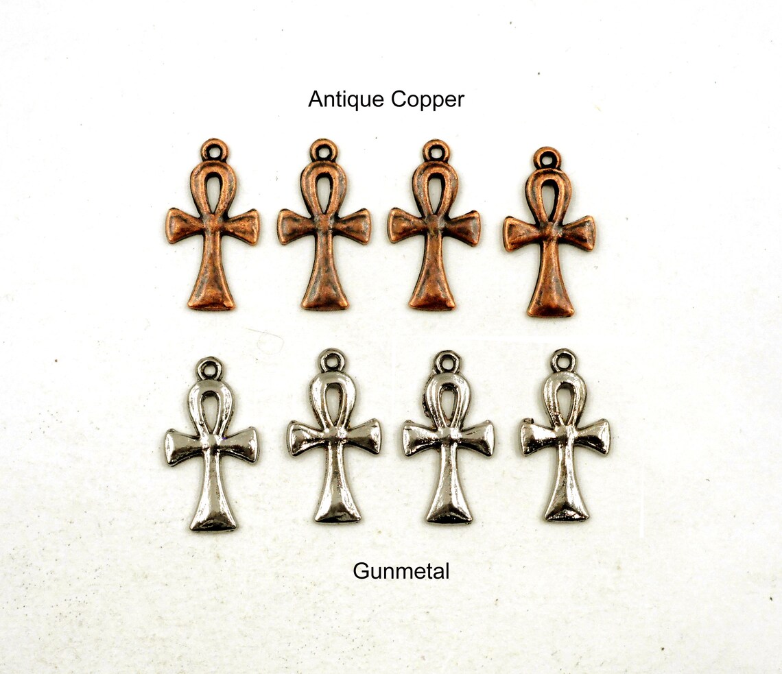 10 Antique Copper or Gunmetal Ankh Charms - 21-12-6 - Etsy