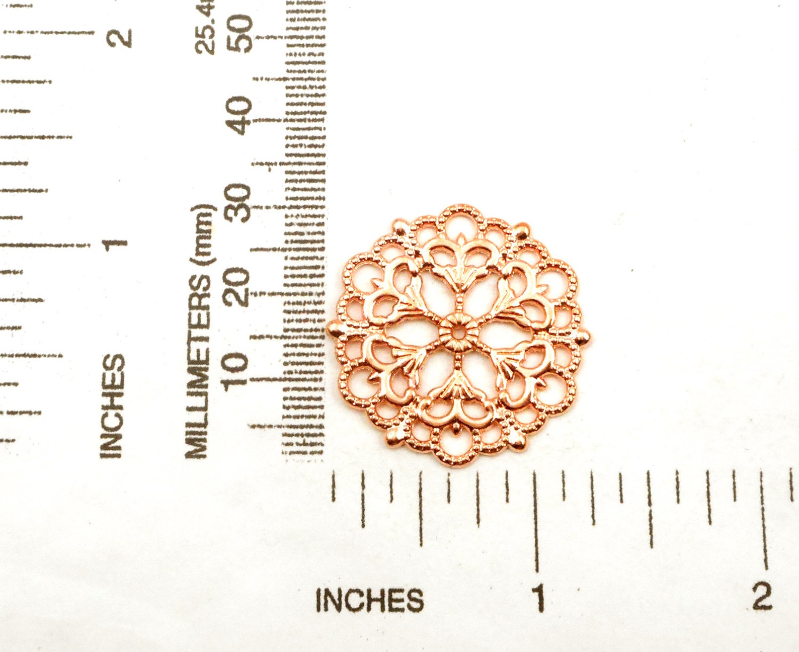 4 Rose Gold Plated Filigree Flower Components - 1-84 - Etsy