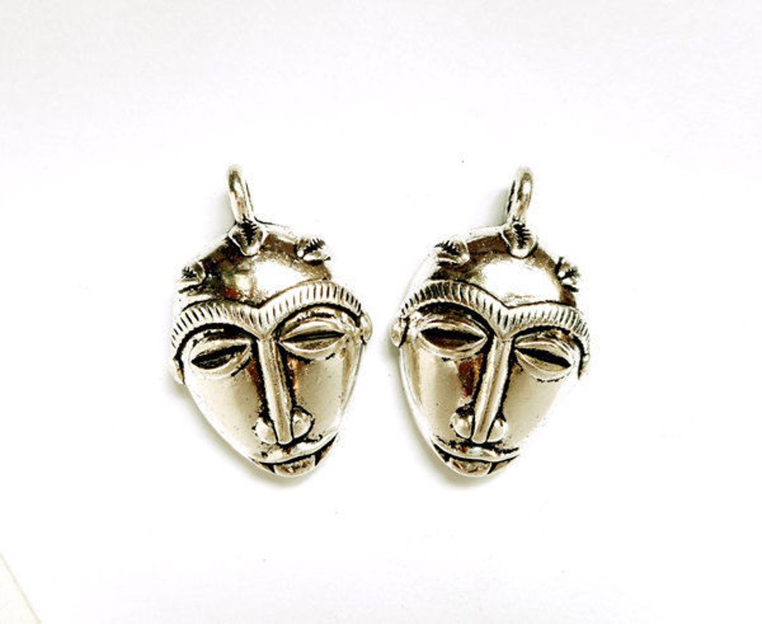2/6/10 Antique Silver African Mask Pendant/charms - 5-1-A - Etsy