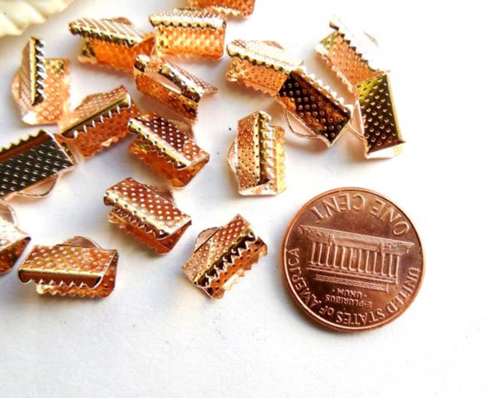 20 Rose Gold Plated Crimp Ribbon End Caps - 10mm - 5-13 - Etsy