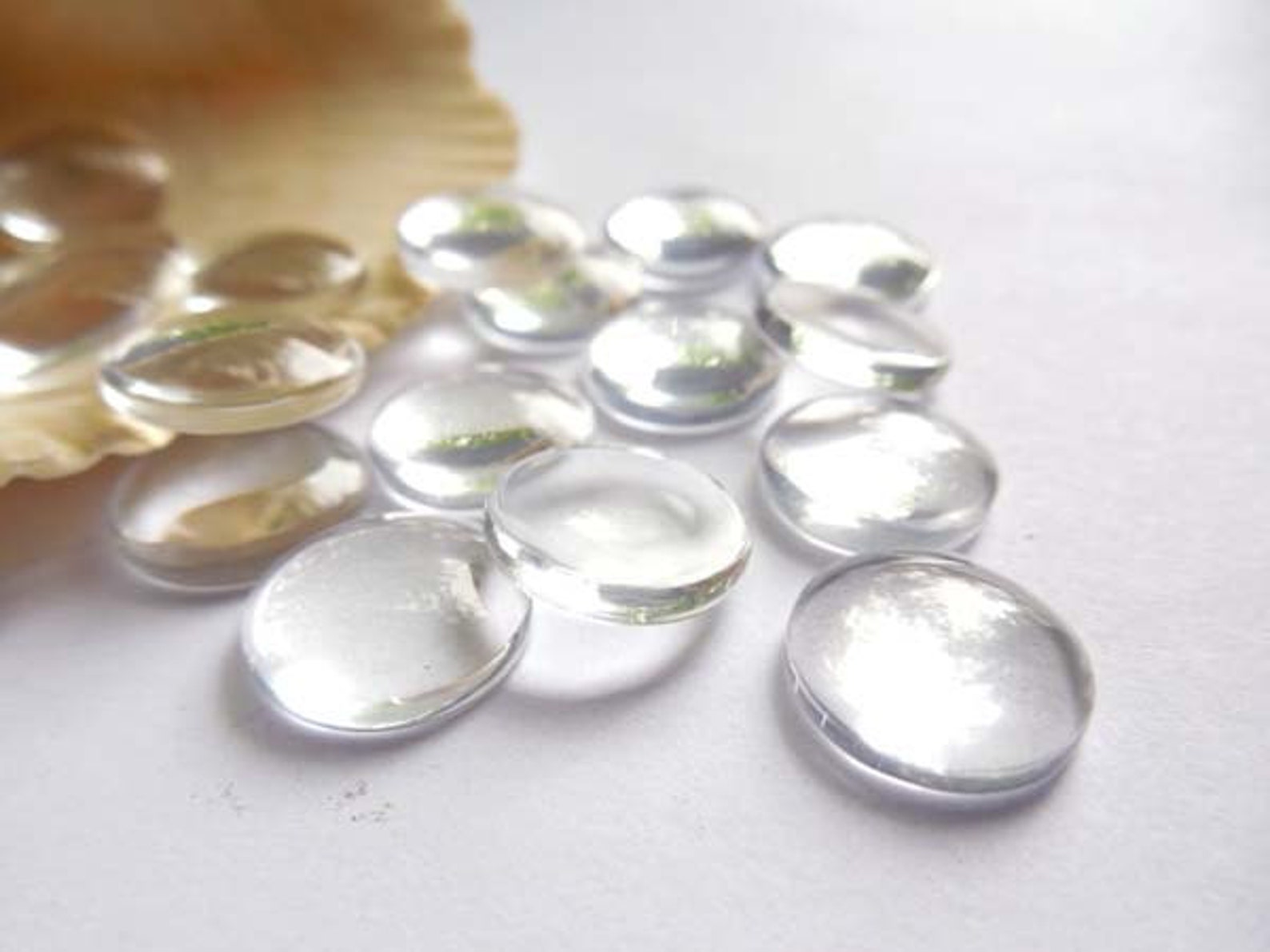 20 Clear Glass Cabochons 12mm 14-12 | Etsy