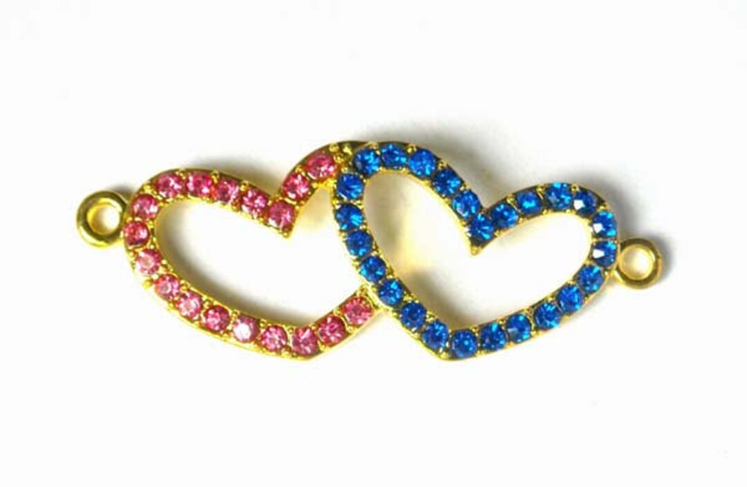 1 Gold Plated Sideways Open Heart Connector Charms - 3-18 - Etsy