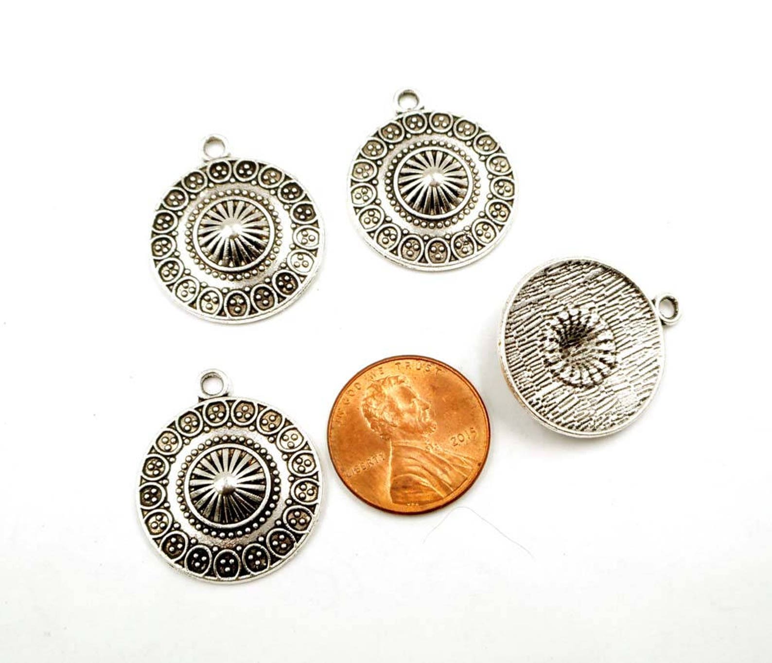 4 Moroccan Style Antique Silver Charms 21-32-3 | Etsy