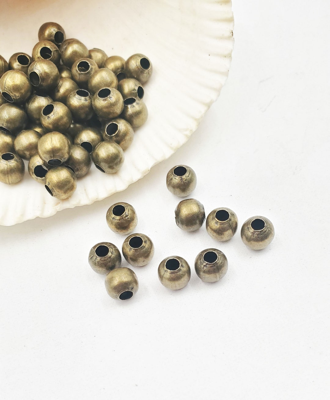 50 Antique Bronze Smooth Round Spacer Beads - 41-3-13 - Etsy