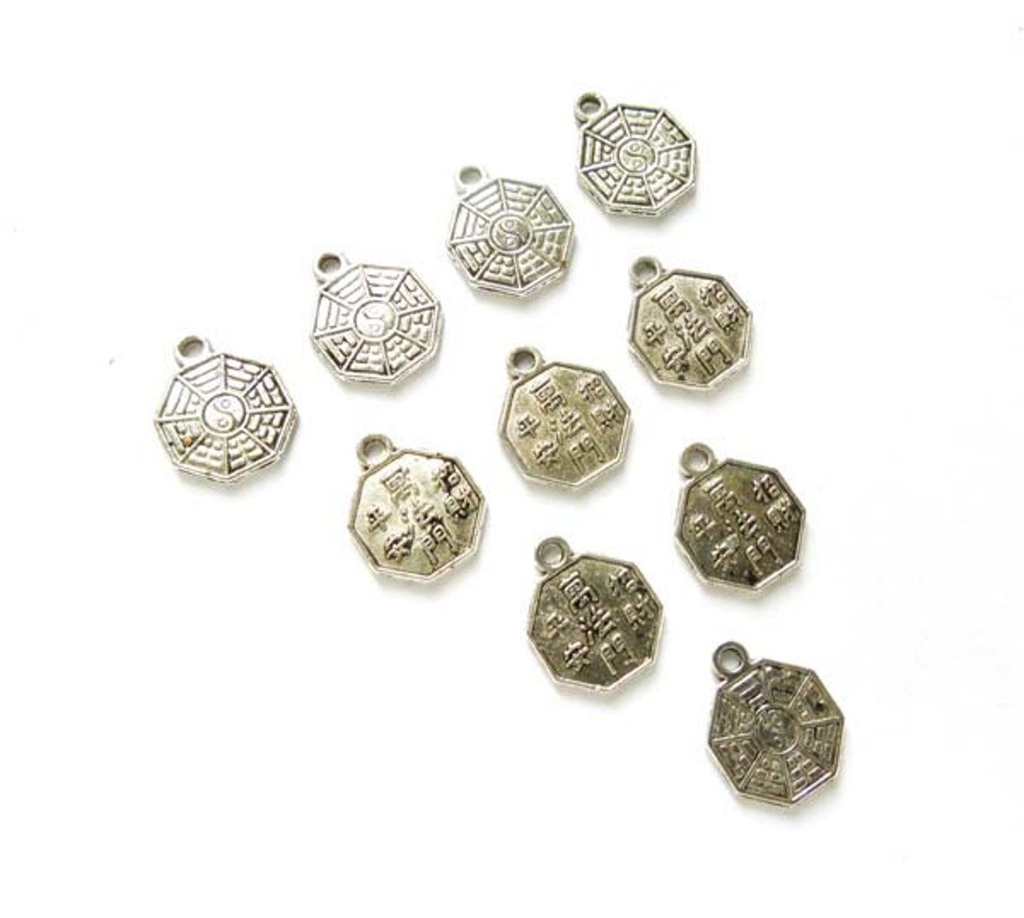 10 Antique Silver Yin/yang Eight Trigrams Design Charms | Etsy