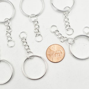 10 Silver Double Looped Key Rings With Chain, 25mm - 20-S-8A - Etsy