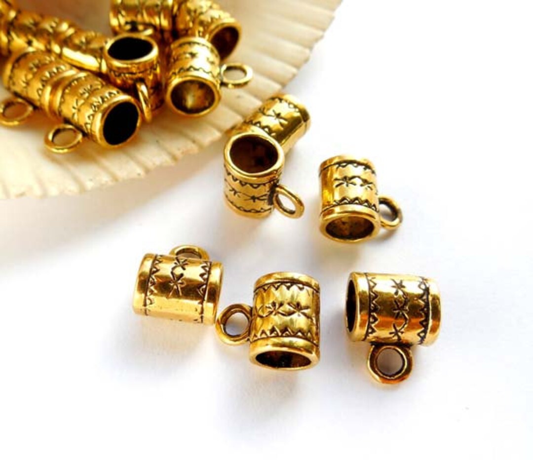 10 Antique Gold Barrel Bails With Loop - 16-25 - Etsy