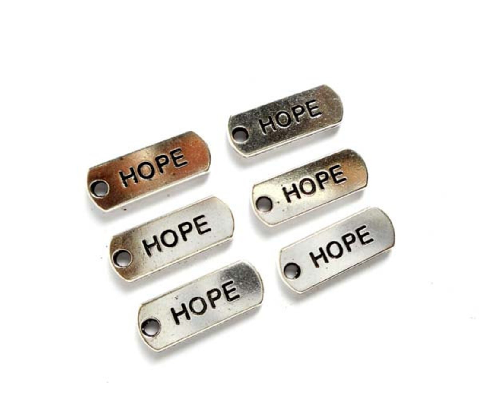 6 Antique Silver Hope Charms 22-3-3 - Etsy