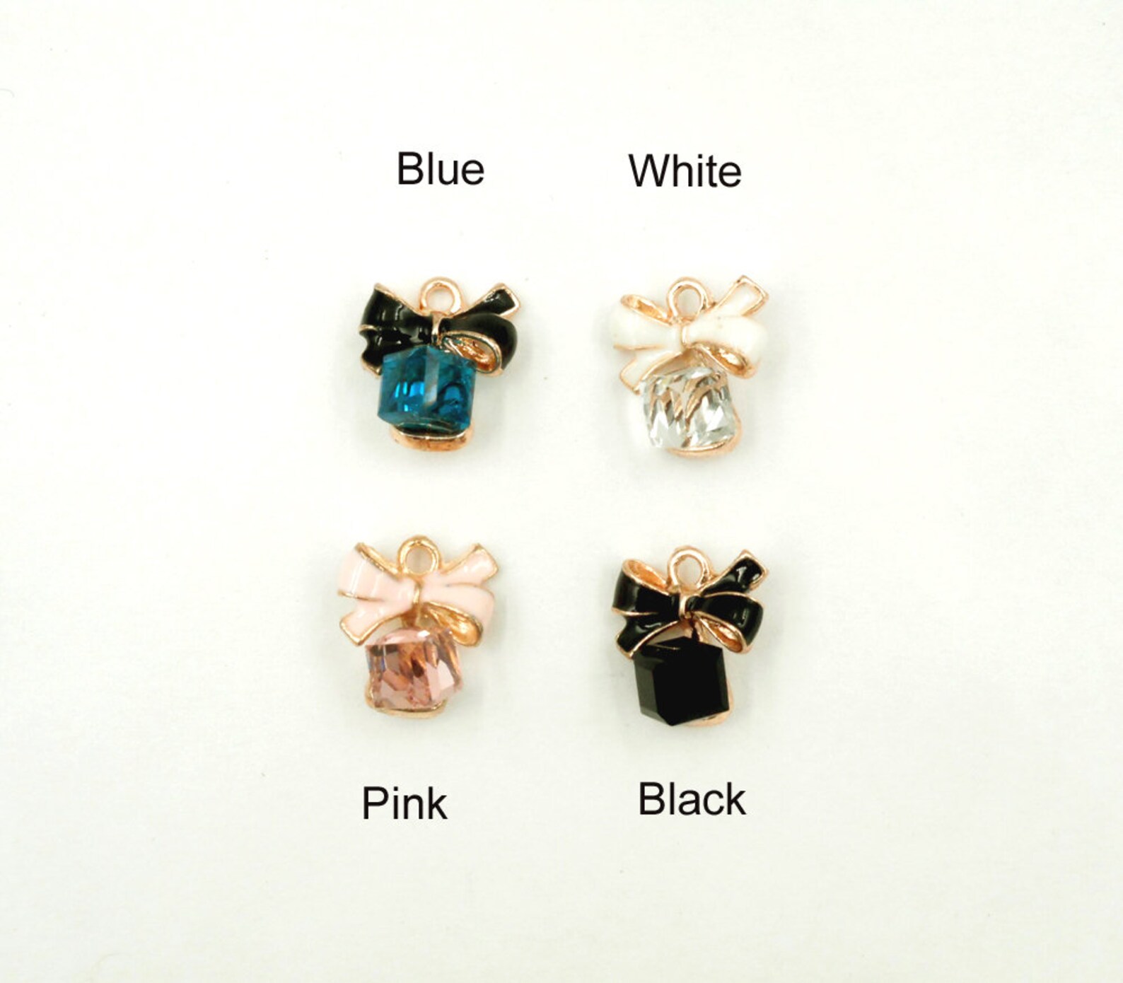 2 Glass Gift Box With Bow Charms - 27-4-2 - Etsy