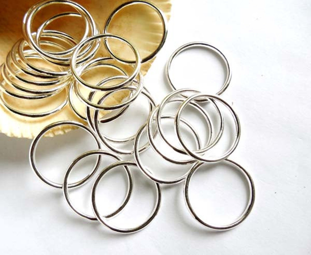10 Silver Plated Closed Loop Jump Rings -24mm - 7-15 - Etsy