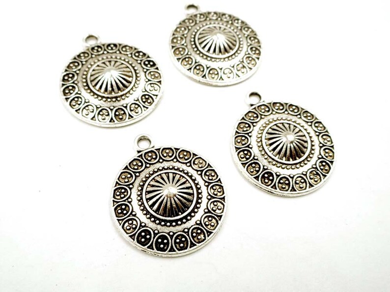 4 Moroccan Style Antique Silver Charms 21-32-3 | Etsy