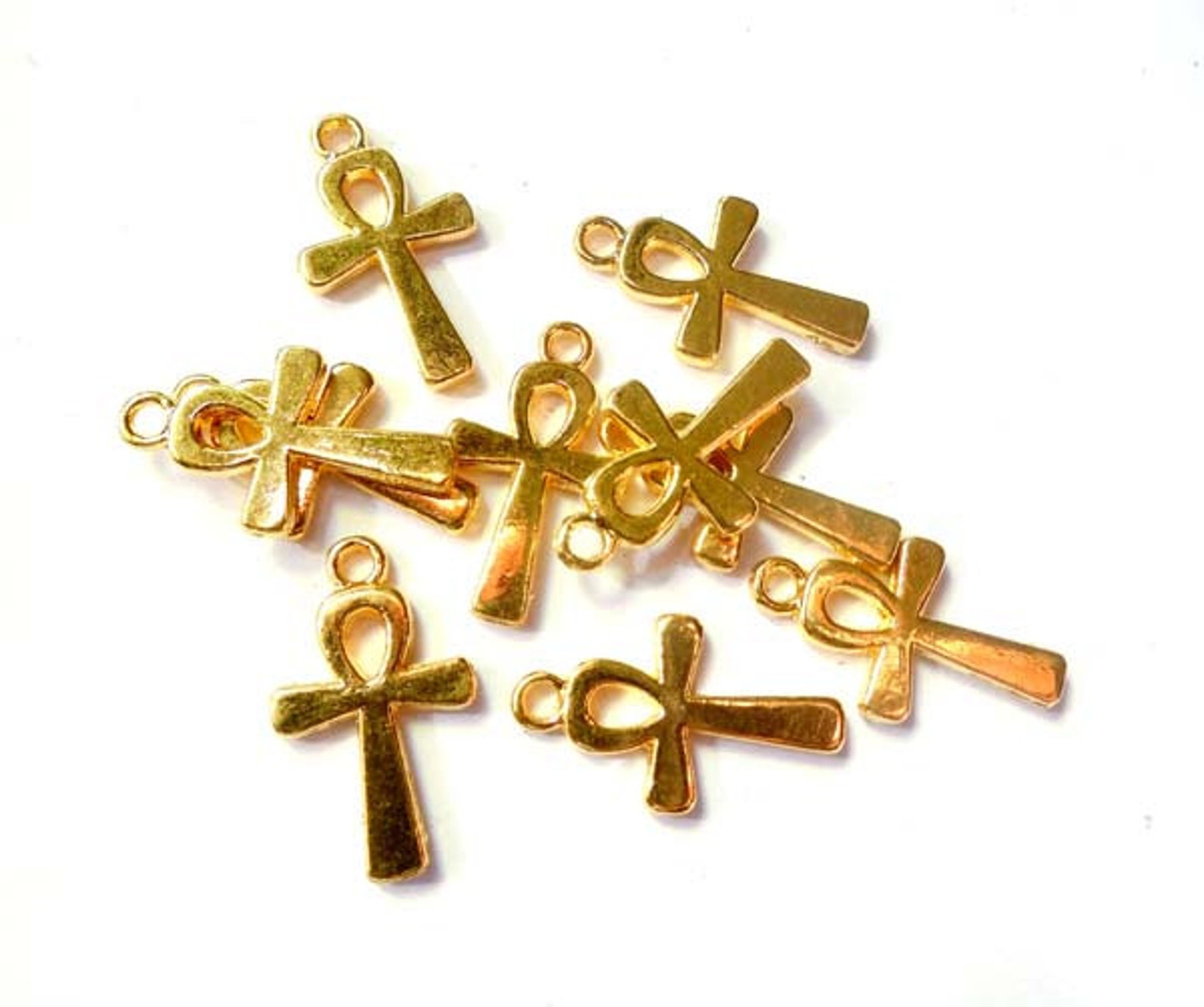 10/30/50/100 Antique Gold Ankh Charms, Jewelry Making 22-31-10 - Etsy