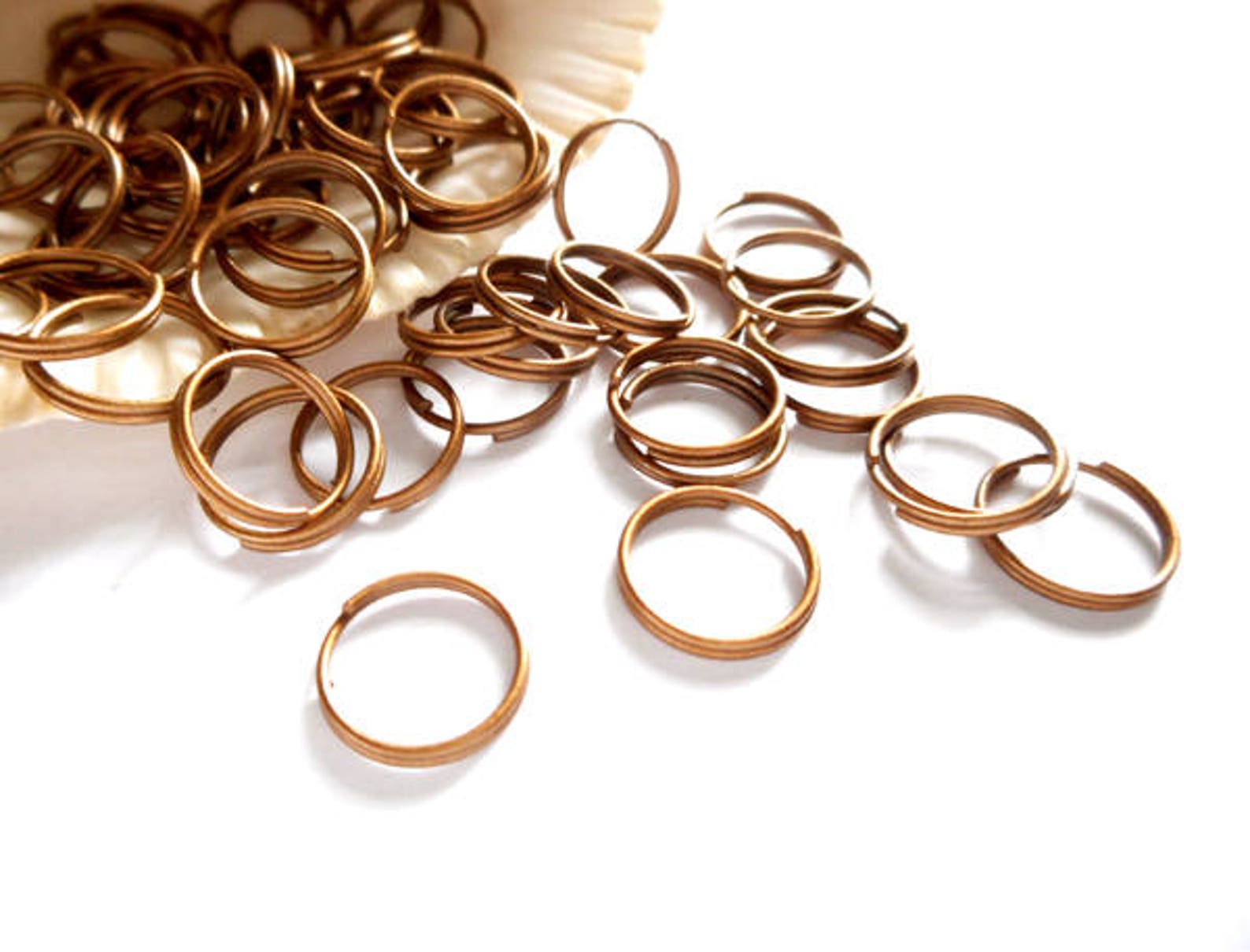 50 Antique Copper Double Loop Split Jump Rings 10mm - 10-AC10-DL - Etsy