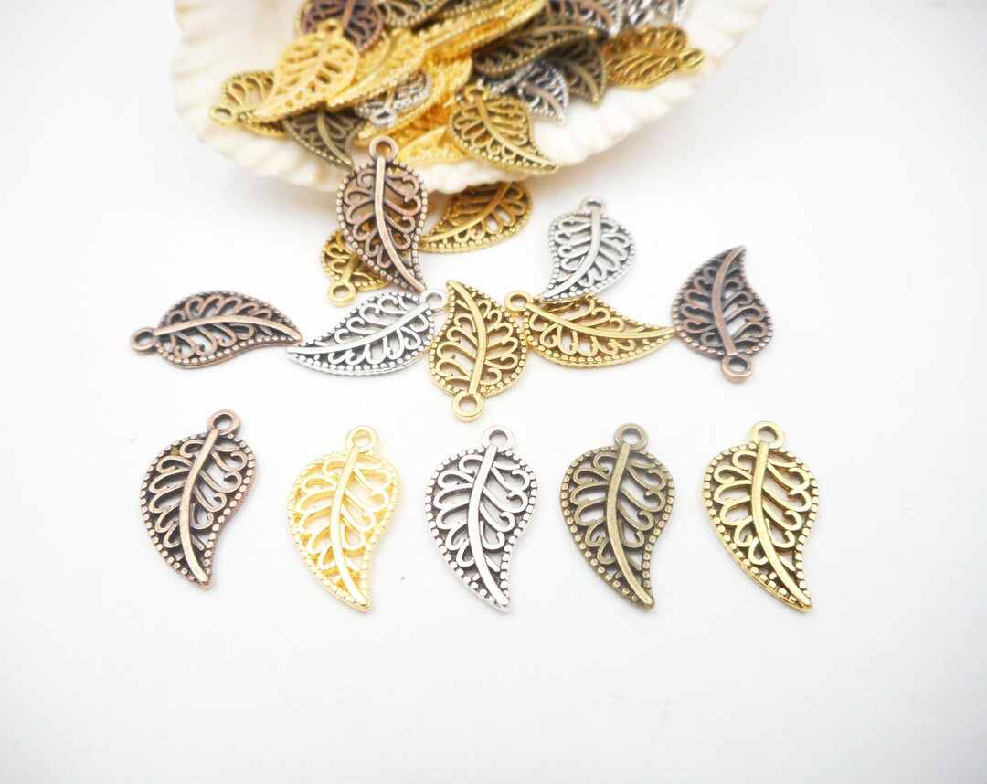 20 Assorted Filigree Leaf Charms - Four of Each Color - 21-54-5 - Etsy