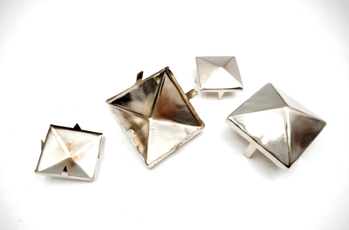 4 Large Silver Pyramid Square Studs 20mm or 30mm 32-15 - Etsy