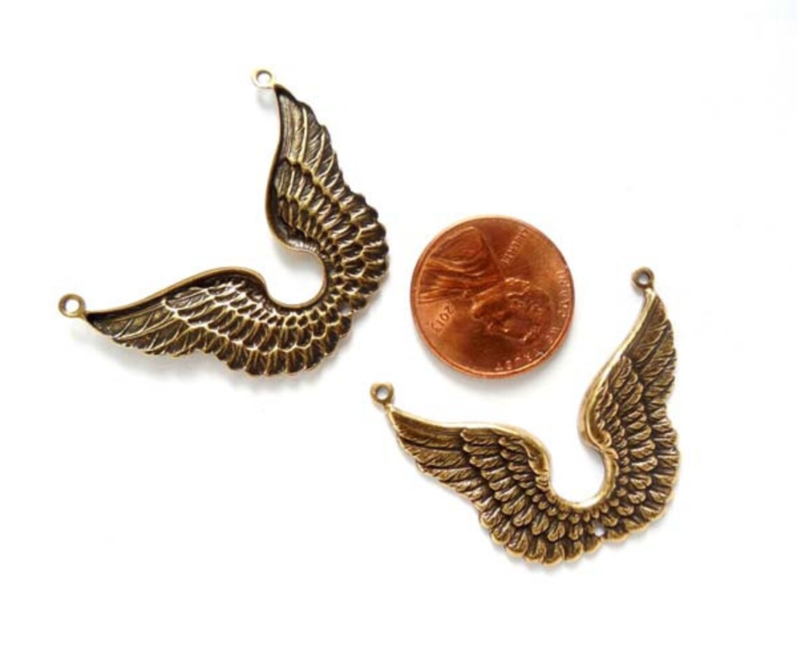 2 Antique Brass Wing Connectors 4-WC-2 | Etsy