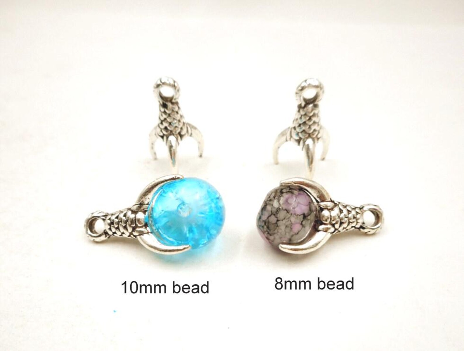 4 Antique Silver Talon Claw Bead Cap/pendant/charms - 21-40-7 - Etsy