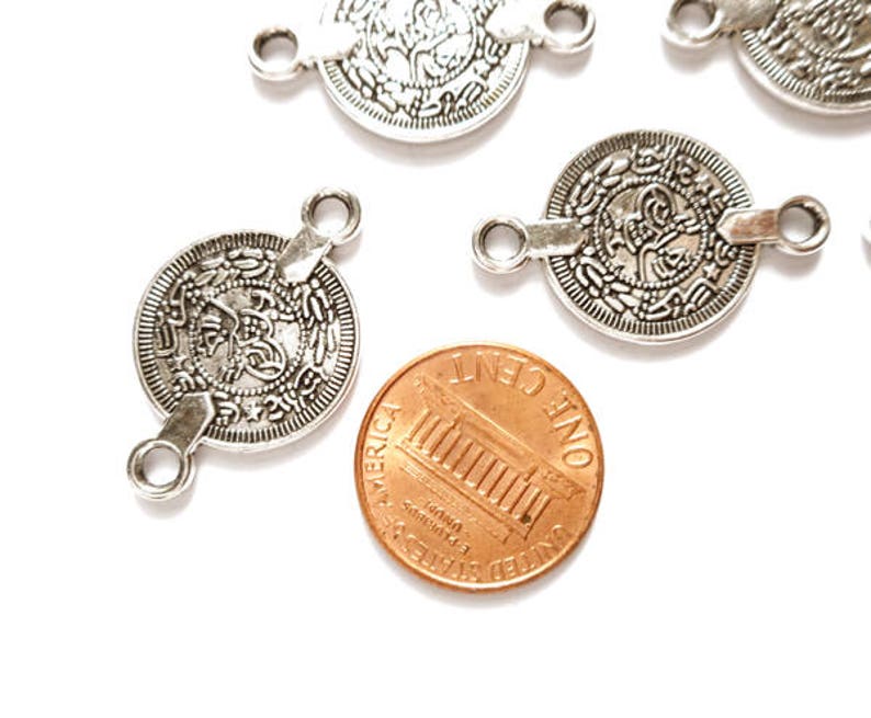 6 Silver Tughra Coin Connectors 2-C-15A - Etsy
