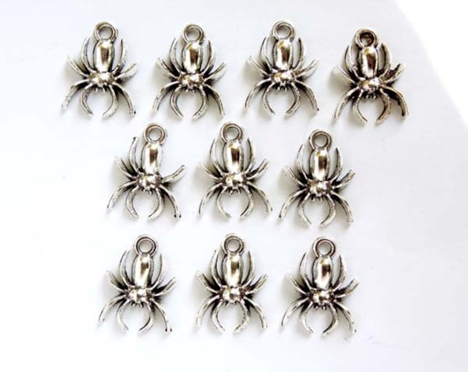 10 Antique Silver Spider Charms 30-13 - Etsy