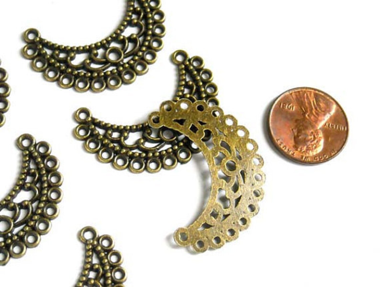 6 Antique Bronze Filigree Connectors - 1-68 - Etsy