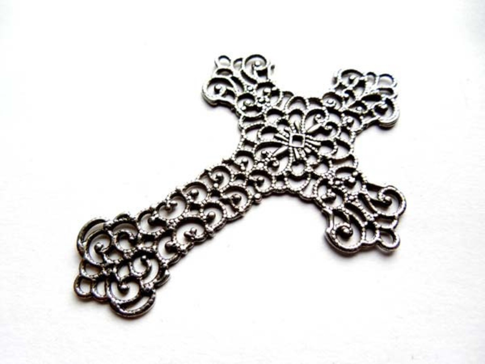 2 Antique Silver or Rose Gold Plated Filigree Crosses 2-C-3 - Etsy
