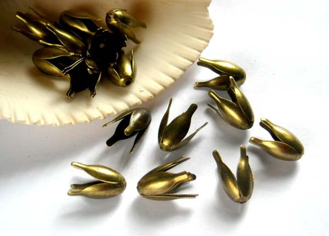 20 Antique Bronze Tulip Bead Caps - 41-1-24 - Etsy