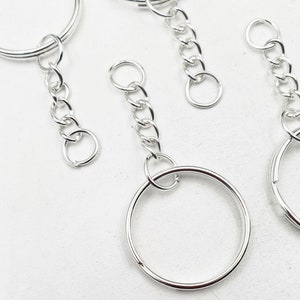 10 Silver Double Looped Key Rings With Chain, 25mm - 20-S-8A - Etsy