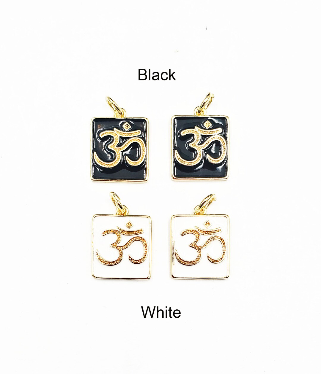 2 Black or White Enameled Om Symbol Gold Plated Charms - 21-21-3 - Etsy