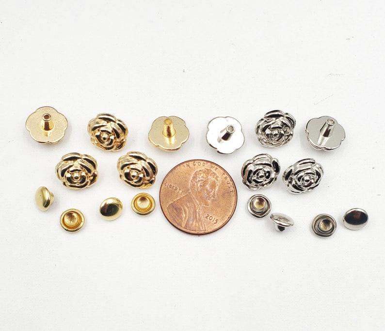 10 Sets Light Rose Gold or Silver Rose Rivet Studs - 20-S-8 - Etsy