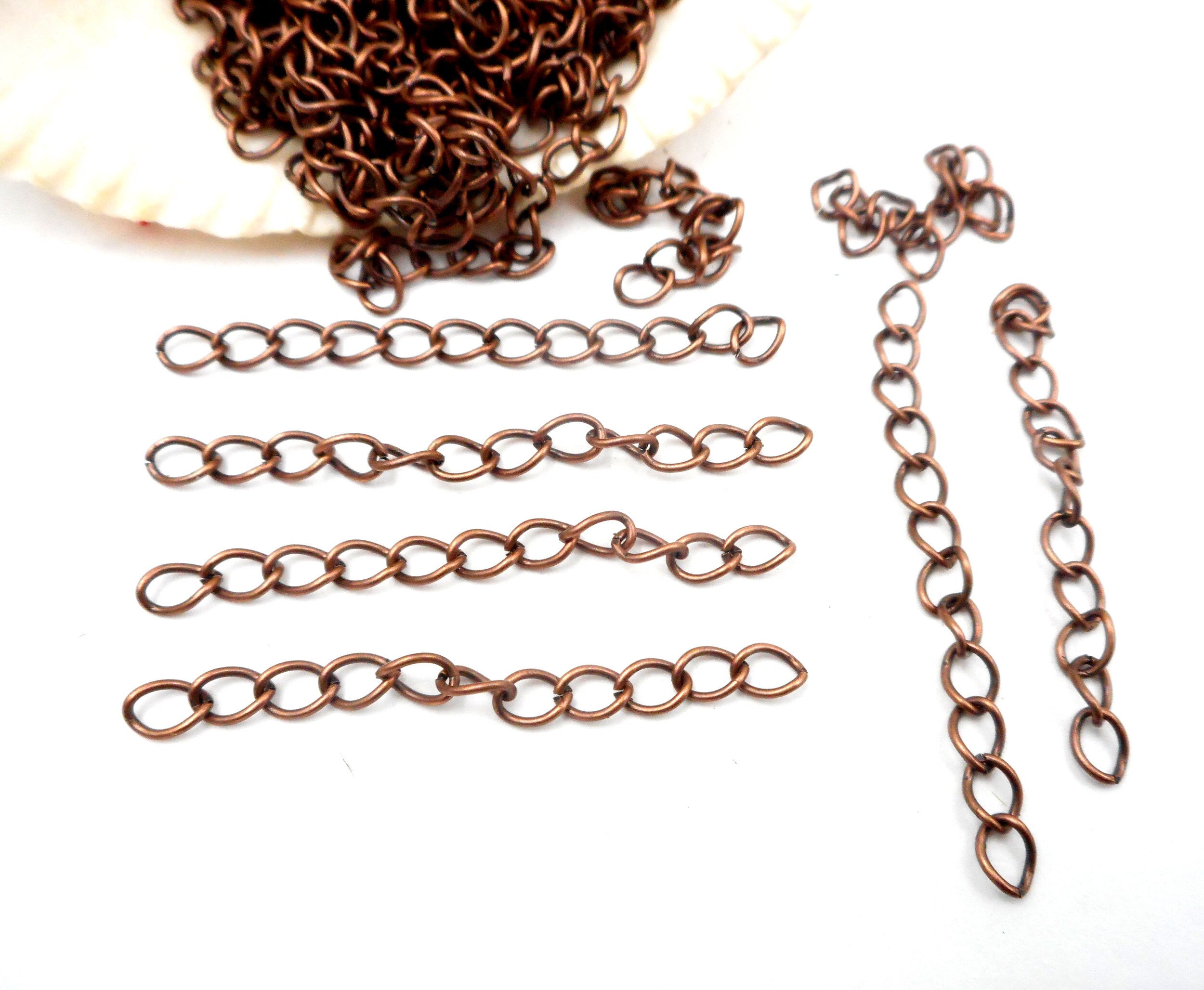 10 Antique Copper Extender Chains - 22-39-1A - Etsy