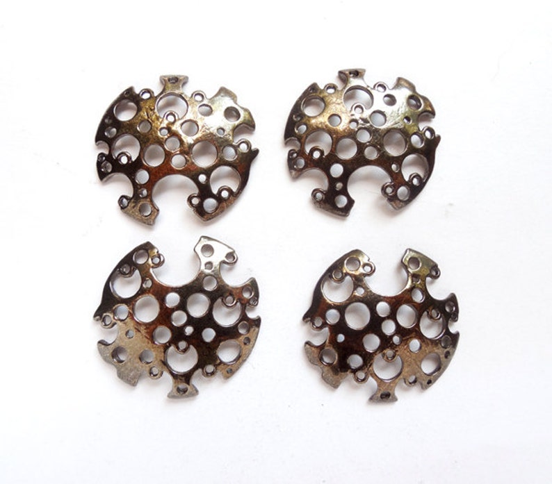 4 Gunmetal Abstract Connectors 2-26 - Etsy