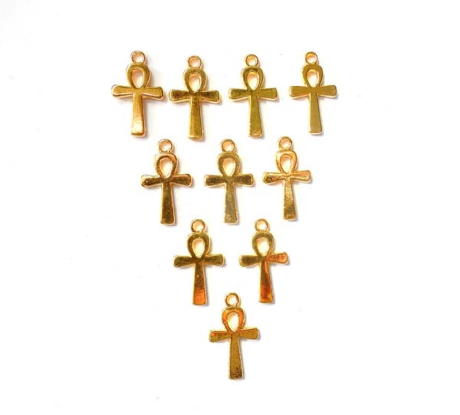 10/30/50/100 Antique Gold Ankh Charms, Jewelry Making 22-31-10 - Etsy