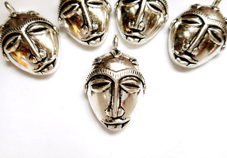 2/6/10 Antique Silver African Mask Pendant/charms - 5-1-A - Etsy