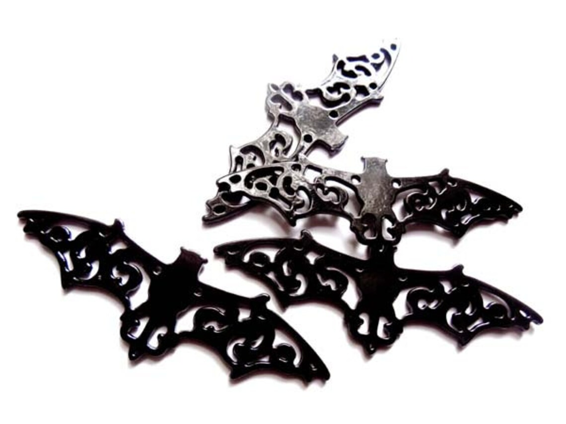 4 Black Bat Connector/charms 30-33-15 - Etsy