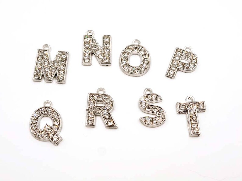 Antique Silver Individual Initial Alphabet Rhinestone Charms | Etsy