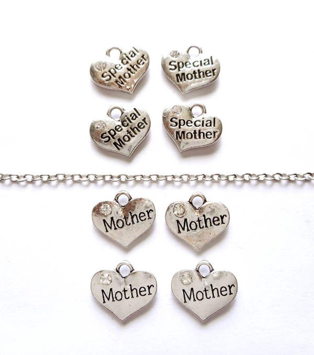 4 Antique Silver Mother or Special Mother Heart Charms - 21-42-9 - Etsy