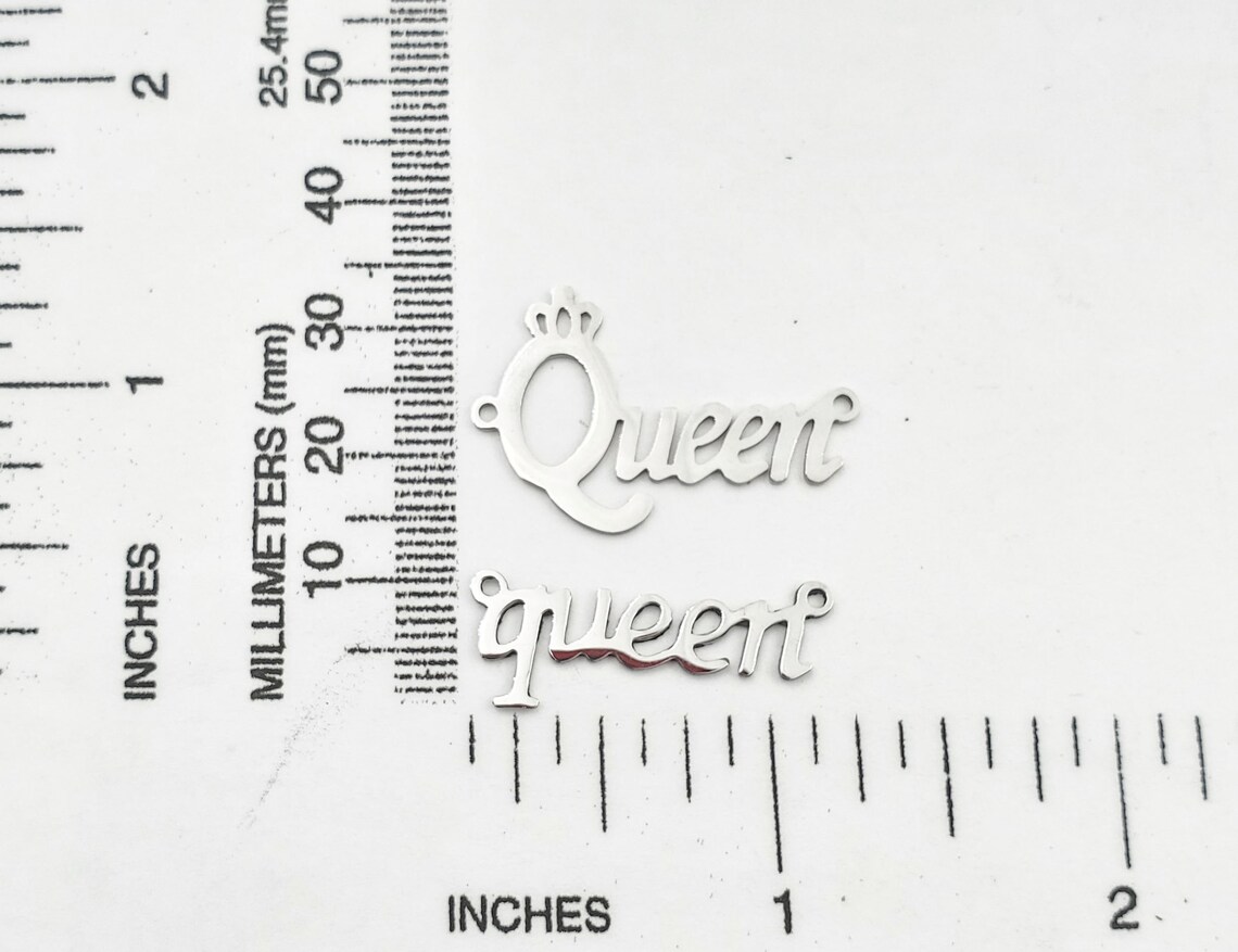 2 Stainless Steel Queen Word Connector/charms - 20-1 - Etsy