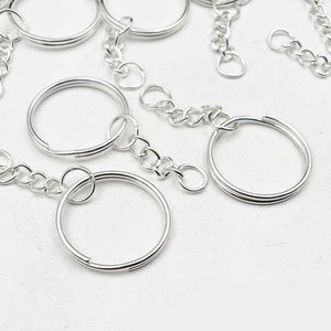 10 Silver Double Looped Key Rings With Chain, 25mm - 20-S-8A - Etsy