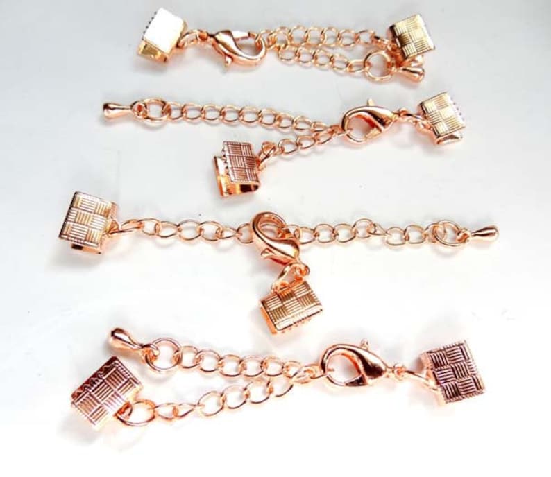 5 Rose Gold Plated Extender Chain With Crimp Ribbon Ends - Etsy