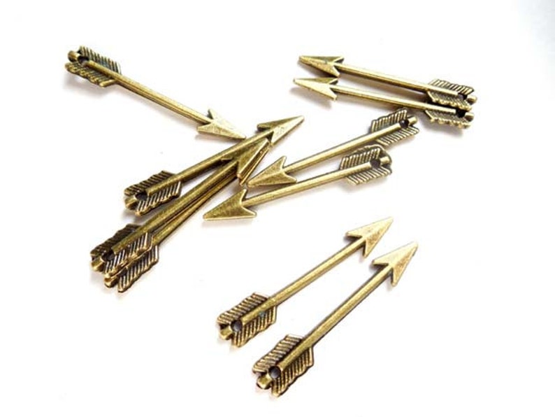 10 Antique Bronze Arrow Charms 21-28-6 - Etsy