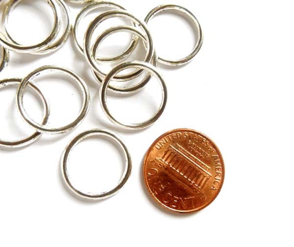20 Antique Silver Closed Loop Jump Rings -16mm - 7-14 - Etsy
